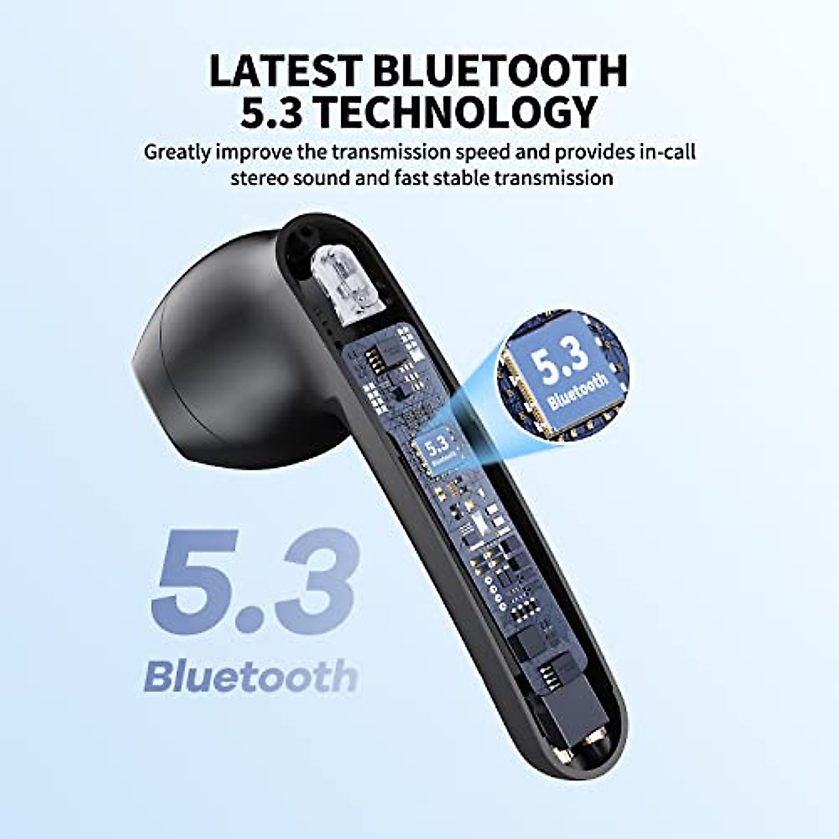 CXK Wireless Earbuds Bluetooth Earbuds with 43Hrs Battery Life Ear Buds Built-in Mic with Bluetooth 5.3 Premium Sound Light Weight IPX6 Waterproof Wireless Headphones for Sports and Working