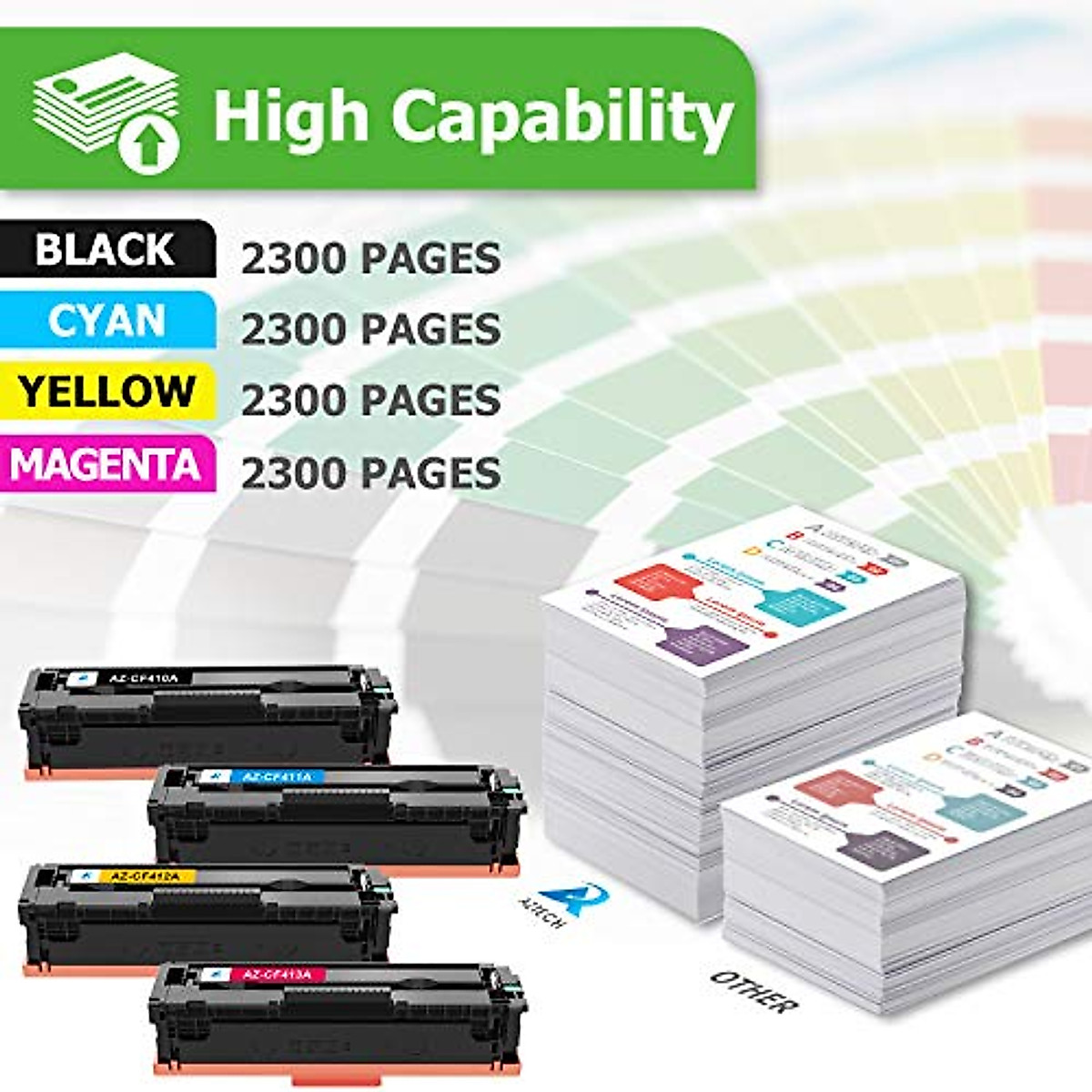 Aztech Compatible Toner Cartridge Replacement for HP 410A CF410A 410X CF410X CF411A CF412A CF413A Color Pro MFP M477fnw M477fdw M452dw M452nw Printer Ink (Black Cyan Yellow Magenta, 4-Pack)
