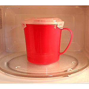 Dependable Industries Microwave Soup and Stew Maker Mug Noodles Steamer Ramen Oatmeal with Steam Vent and Splash Cover BPA-Free