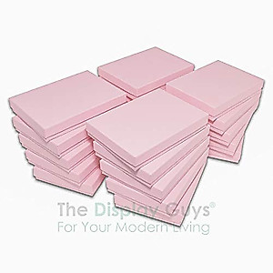 TheDisplayGuys 25-Pack #53 Cotton Filled Cardboard Paper Jewelry Box Gift Case - Pink (5 7/16" x 3 15/16" x 1")