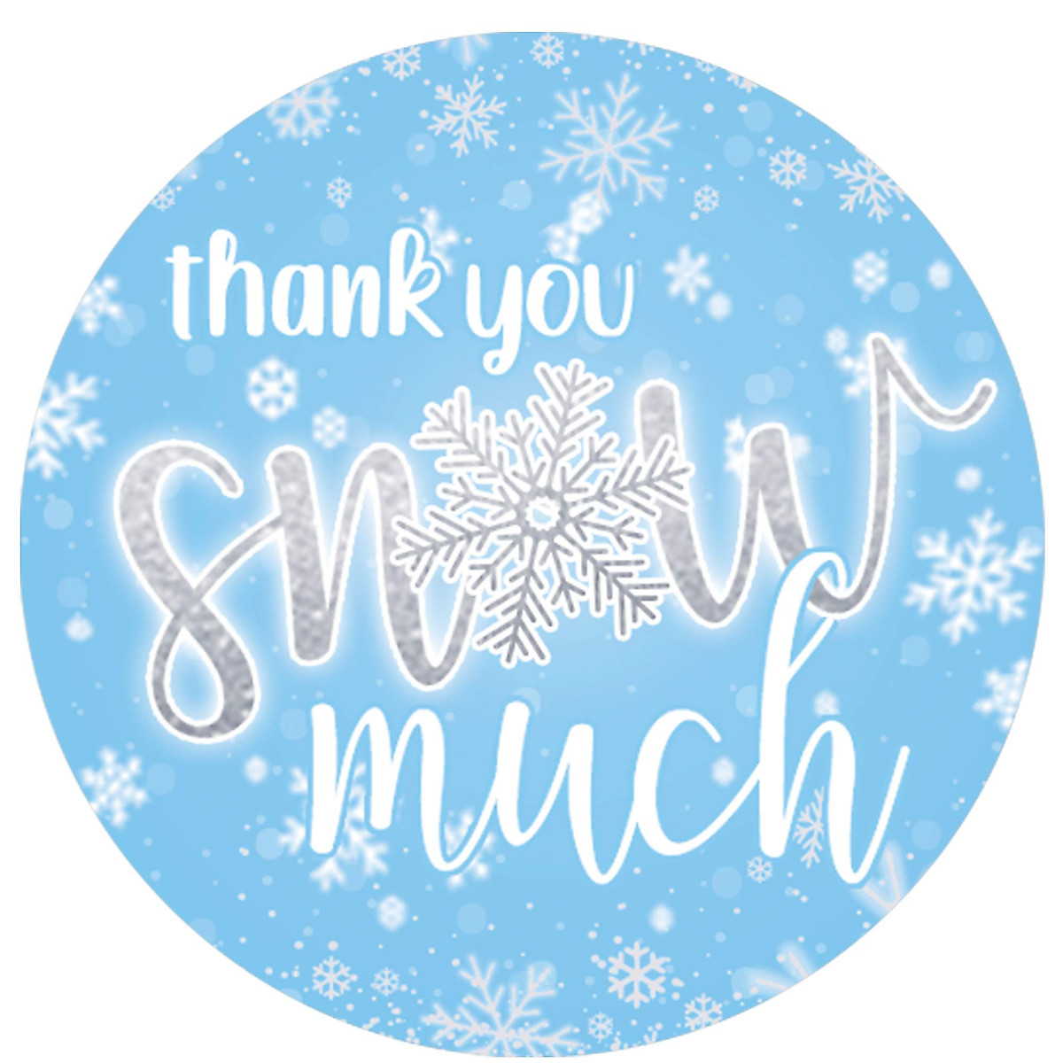 Blue Snowflake Thank You Snow Much Stickers, Blue Winter Onederland 1st Birthday Party Thank You Stickers - 40 Count