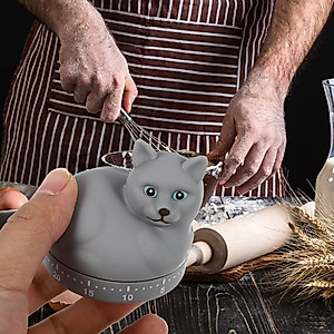 OSALADI Digital Cooking Timer Kitchen Adorable Cute Cartoon Cat Timer Reminder Time Alarm Manager Home Decor ( Grey )