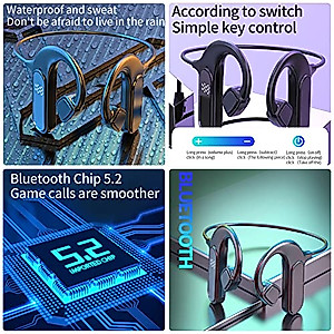 Wireless Bluetooth Headset Noise Cancelling, New Bone-Conduction Open Ear Headphones Earbuds Bluetooth 5.2 Waterproof Sweat Sports Earphones with Microphone for Running,Cycling &
