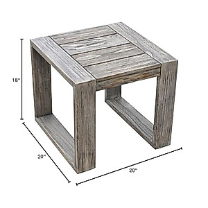 Grey Teak Outdoor Side Table Beach Mid-Century Modern Rectangular Water Resistant Weather