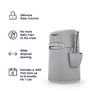 Litter Genie Easy Roll Pail | Cat Litter Box Waste Disposal System for Odor Control | Includes 1 Continuous Refill Bag