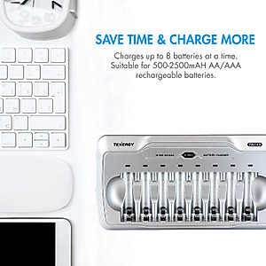 Tenergy TN145 8-Bay AA/AAA NiMH/NiCd Charger + 8xAA & 8xAAA Premium Batteries Combo