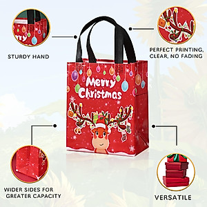 yingzi 12PCS Christmas Gift Bag, Christmas Tote Bag Reusable, Candy Bag, Multi-Functional Non-Woven Christmas Bag Gift Packaging Shopping, Christmas Party Supplies, 7.8"×4"×10.2"