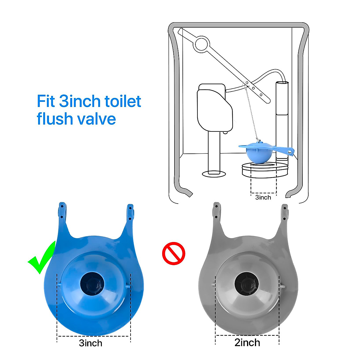 QILIYINI Toilet Flapper 3 Inch Compatible with Gerber 99-788, Rubber Toilet Flush Valve Replacement Kit Fits Most Toilets High Performance Water Saving, Easy to Install, Pack of 2