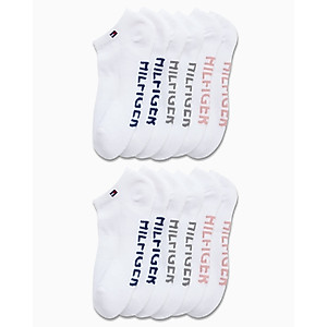 Tommy Hilfiger Women's Socks - Lightweight No Show Socks (12 Pack), Size 4-10, White Logo