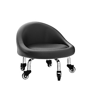 FLOLXNB Low Roller Seat Stool with Backrest, Movable Low Height Rolling Chair, Movable Stool Heavy-Duty and Sturdy, 360 Rotating Roller Seat for Garage Shop Home Office, Leather Cushion