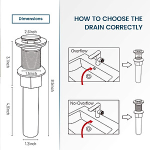 REGALMIX Vessel Sink Drain, Bathroom Faucet Vessel Sink Pop Up Drain Stopper Without Overflow Brushed Nickel, Built-in Anti-Clogging Strainer,Fits Standard American Drain Hole1-1/2 to 1-3/4",R085B-BN