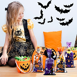 160 Pcs Halloween Cellophane Candy Bags - 4 Patterns Cute Treat Bags with Twist Ties, Trick or Treat Goodie Snack Gift Bags for Halloween Party Favors, Holiday Gift Wrapping, and Spooky Supplies