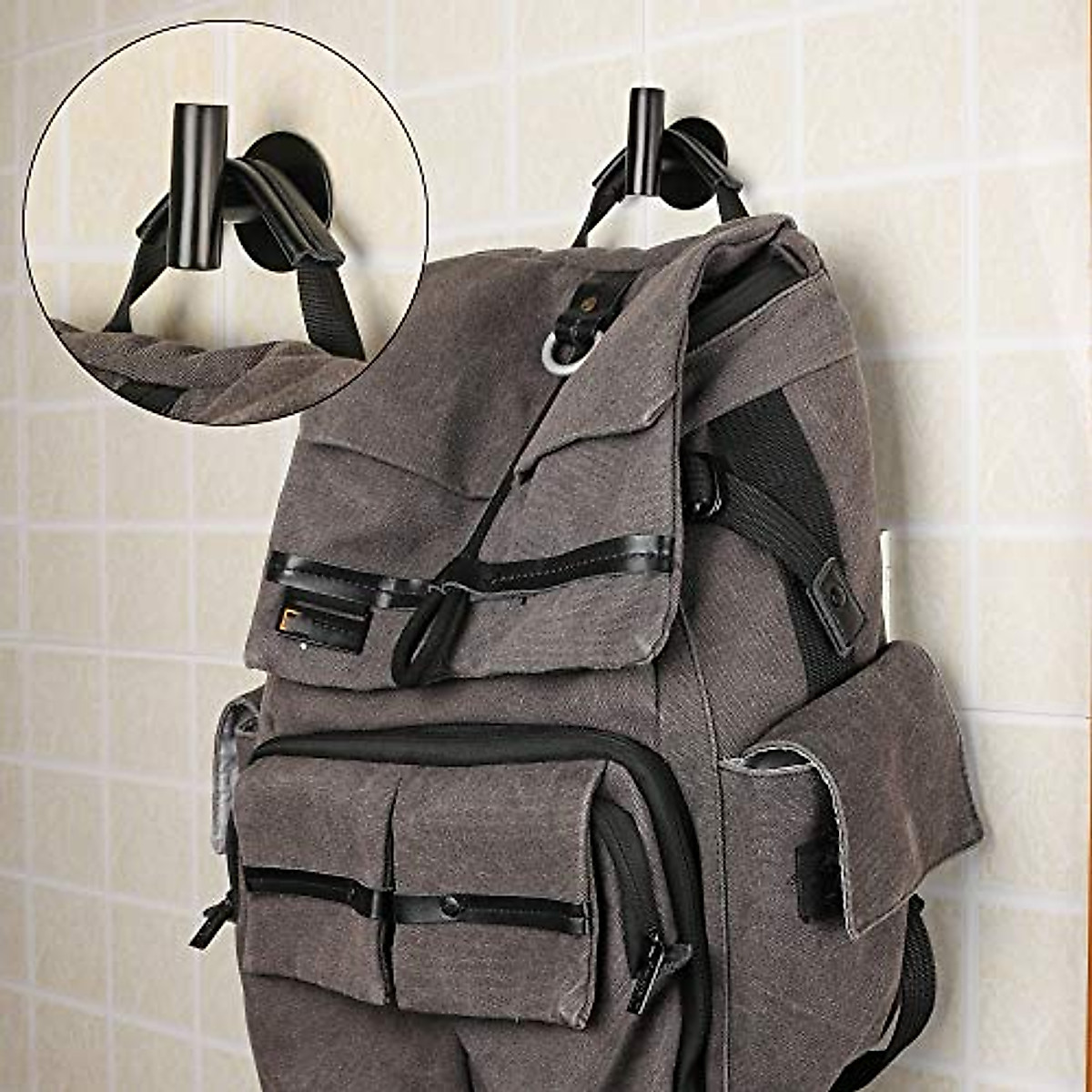 Wall Towel Hooks Bathroom Hook Matte Black Robe Coat Hooks SUS 304 Stainless Steel Heavy Duty Door Hanger Clothes Cabinet Closet Sponges Hook for Bathroom Bedroom Kitchen Hotel Pool 3 Packs