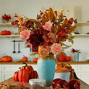 AILANDA Artificial Flowers Chrysanthemum Ball 8PCS Milk White Silk Artificial Hydrangea Bridesmaid Bouquets for Wedding Greenery Centerpieces Home Garden Party Decoration