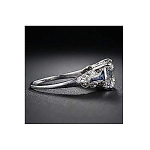 suwanpoom 2.45ct White Topaz Vintage Jewelry 925 Silver Wedding Engagement Ring Size 6-10 (ุ6)