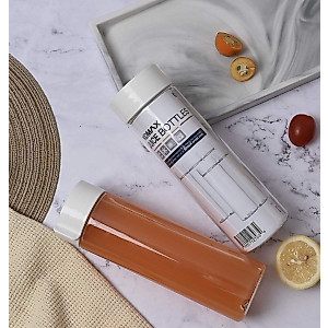 Komax Juice Bottles 18.5-oz | Set-of-6 Reusable Juice & Smoothie Bottles | Premium BPA-Free Plastic, Shatterproof, Leakproof, Freezer & Dishwasher Safe | Wide Mouth Juice & Smoothie Containers