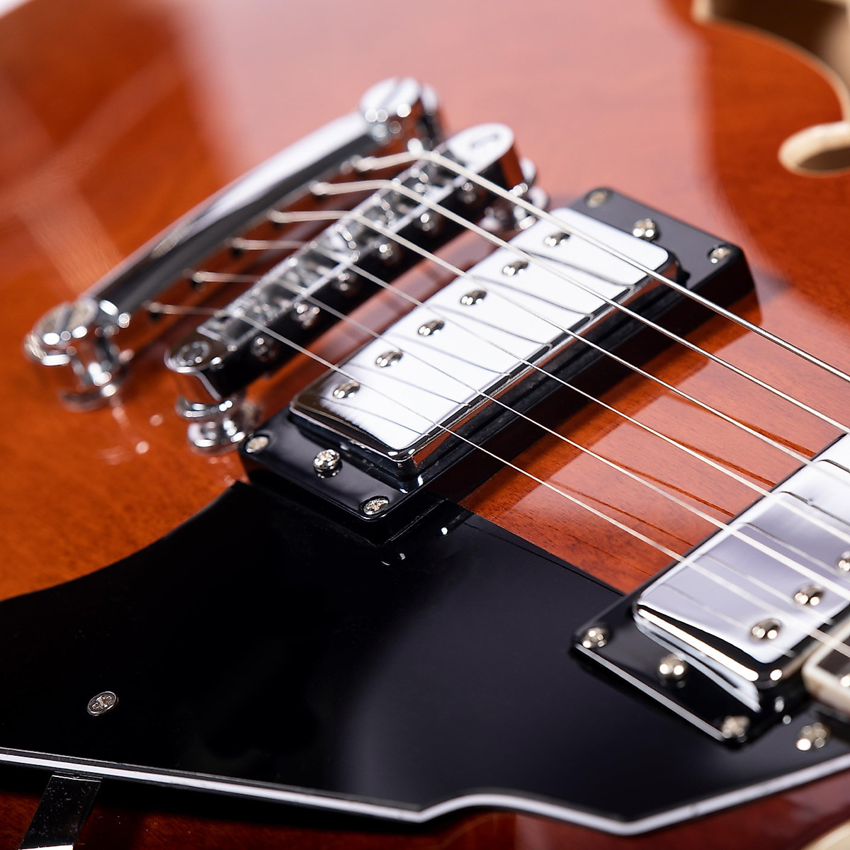 Redid Semi-Hollow Body Electric Guitar RD-100 Jazz Guitar with F-Hole,Maple neck,humbucker Pickups(Brown)