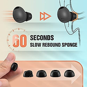 Memory Foam Tips for Samsung Galaxy Buds 2 Pro, No Silicone Eartips Pain, Anti-Slip Replacement Ear Tips, Fit in The Charging Case, Reducing Noise Earbuds, 3 Pairs (Assorted Sizes S/M/L, Black)