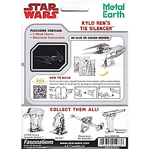 Fascinations Metal Earth Star Wars The Last Jedi Kylo Ren's TIE Silencer 3D Metal Model Kit
