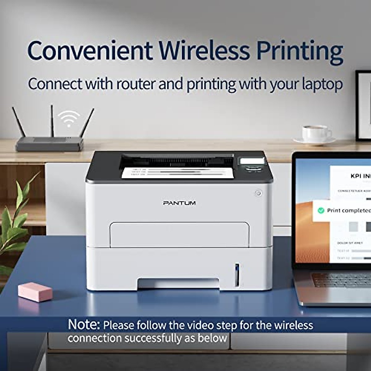 Pantum Monochrome Laser Printer Black and White Laser Printer Wireless Small Computer Printer with Auto Duplex 2-Sided Printer Home Use with Mobile Printing and School Student, 30ppm P3012DW