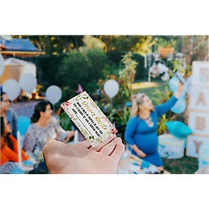 Diaper Raffle Cards with Sign(Sign 8x10 Inch), Leafy Floral Theme Baby Shower Games, Baby Showers Decorations -1 Standing Sign + 50 Guessing Cards(raffle16)