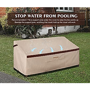 PATIOASIS Patio Loveseat Covers Outdoor Furniture Waterproof Garden Deep Sofa Cover 62inch x 38inch x 35inch (L x W x H) Lawn 2-Seater Sofa Covers with Air Vent Beige & Brown