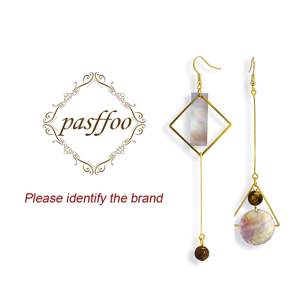 Mismatch Asymmetry Abstract Drop Dangle Abalone Shell Earrings for Woman