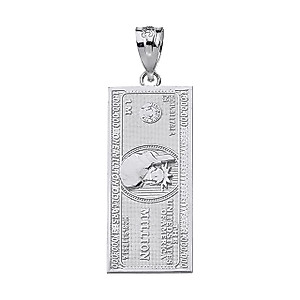 Hip Hop Jewelry .925 Sterling Silver One Million Dollar Bill Pendant