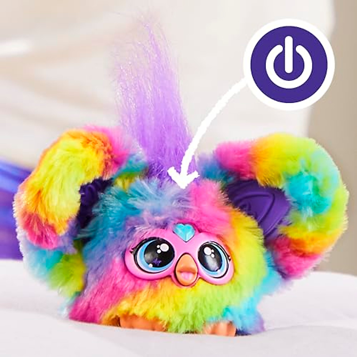 Furby Furblets Ray-Vee Mini Friend, Electronica Music, Speaks Only Furbish, Electronic Plush Toys for Girls & Boys, Interactive Pets, Rainbow, Easter Basket Stuffers, 6+