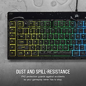 CORSAIR K55 RGB PRO-Dynamic RGB Backlighting - Six Macro Keys with Elgato Stream Deck Software Integration-IP42 Dust and Spill Resistant-Detachable Palm Rest-Dedicated Media and Volume Keys, Black