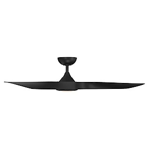 WAC Smart Fans Swirl Indoor and Outdoor 3-Blade Smart Home Ceiling Fan 54in Matte Black with 3000K LED Light Kit and Remote Control works with Alexa and iOS or Android App