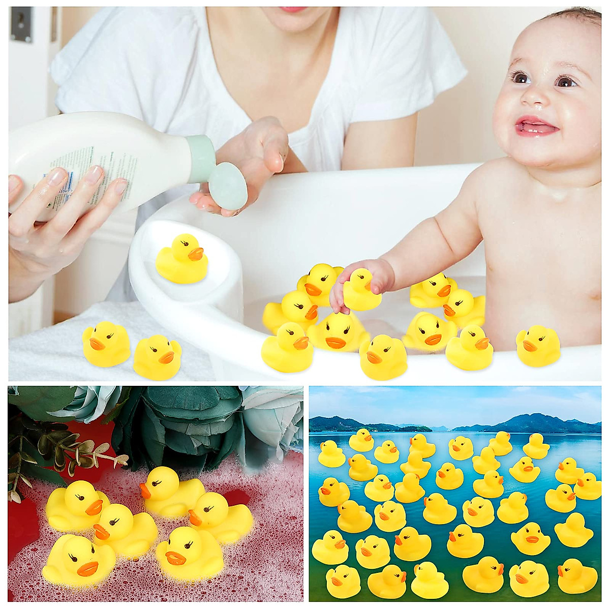 N/C GTANG Mini Rubber Ducky Float Duck Baby Bath Toy Birthday Party Favors Decorations Baby Showerfor Kids Celebrate The Joy of The Children (50 Pack),Yellow,1.4x1.2x1.1