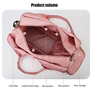 HAUTHE Gym Bag for Women,Sports Gym Yoga Bag with Shoes Compartment,Travel Duffel Shoulder Weekend Bags for Women with Wet Pocket