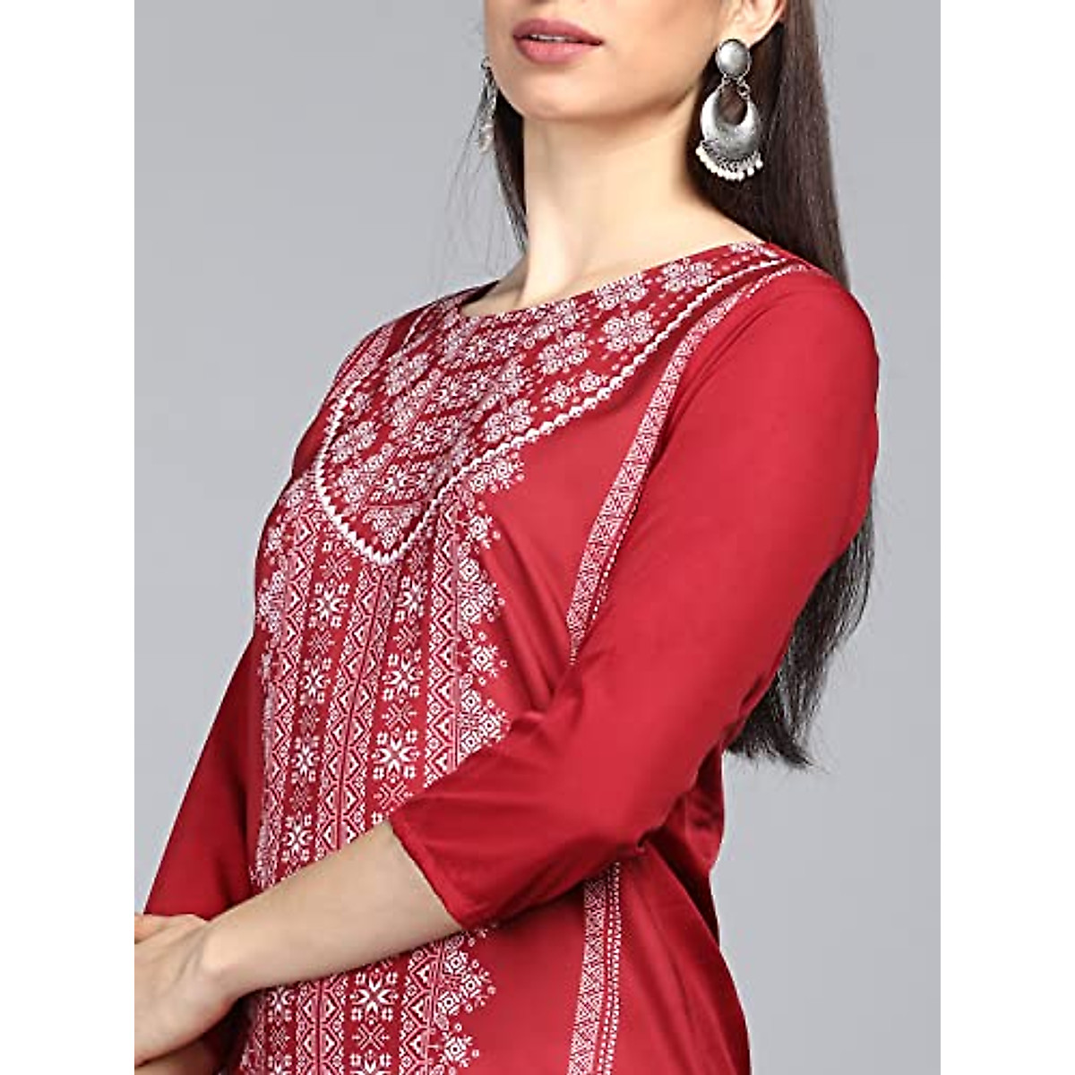 Vaamsi Crepe Printed Kurti(VPK1777_Maroon_L)