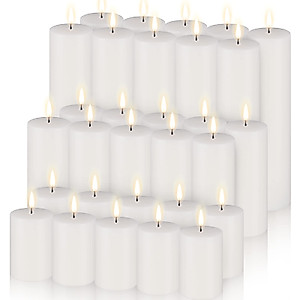 Set of 30 White Unscented Pillar Candles 2 x 3, 2 x 5, 2 x 8 Inch Large Tall Pillar Candles Bulk Rustic Emergency White Big Cotton Wick Wax Candle for Wedding Home Restaurants Spa Church Decorations