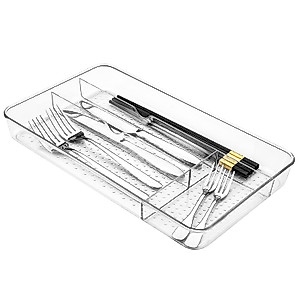 Lonian Cutlery Tray, No-Slip Drawers Organizer for Utensils Storage and Organising in Kitchen, Cosmetic Tray for Dressing Table Makeup Storage Organiser in Bedroom and Living Room