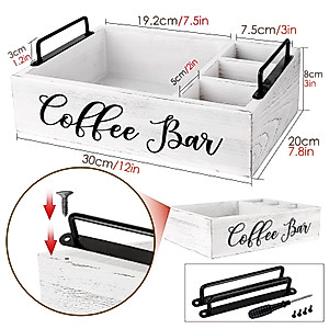 Coffee Station Organizer Wooden Coffee Bar Accessories Organizer for Countertop, Farmhouse Kcup Coffee Pod Holder Storage Basket Coffee Bar Organizer - White