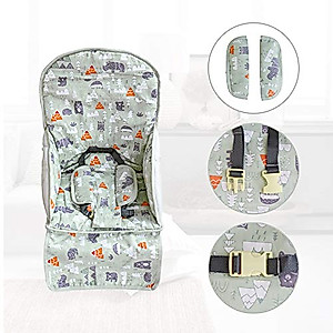 High Chair Pad,high Chair Cushion,seat Cushion Breathable Pad,Comfortable Seat Belt Design,Cute Pattern,Soft and Comfortable,Baby Sits More Comfortable(Green Animal Pattern)