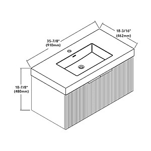 Dowell Series 032 Single Bathroom Vanity Set with Resin Basin, 36", Oak Natural