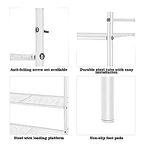 fusehome Over The Toilet Storage Rack, 3 Tier Over The Toilet Bathroom Organizer Shelf, Freestanding Space Saver Toilet Stands with 4 Hooks