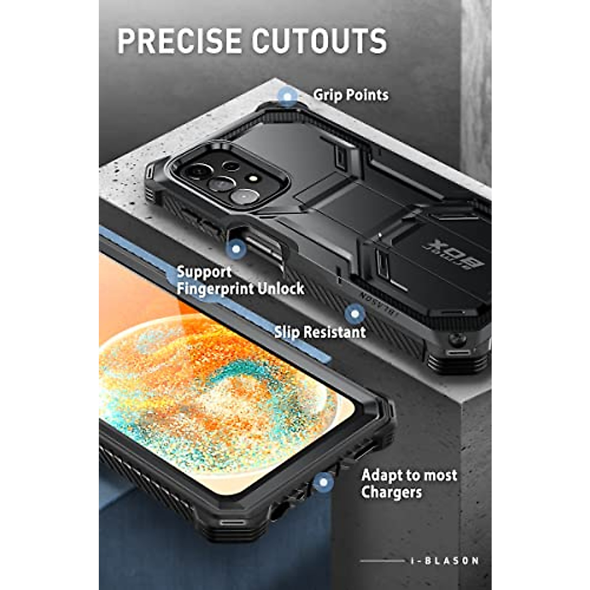 i-Blason Armorbox Designed for Samsung Galaxy A23 5G Case/A23 4G Case (2022 Release) with Kickstand & Belt Clip Holster, Full Body Protective Bumper Case with Built-in Screen Protector (Black)