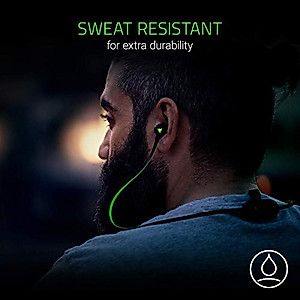 Razer Hammerhead Bluetooth Earbuds for iOS & Android: Sweat-Resistant Design - 8 Hr Battery - Custom-Tuned Dual-Driver Technology - in-Line Mic & Volume Control - Aluminum Frame - Matte Black/Green