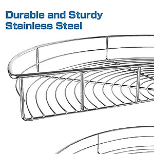 Xverycan 28" Kidney Shaped Lazy Susan Corner Organizer, Stainless Steel Lazy Susan Kitchen Base Cabinet Blind Corner Organizer, 2 Tier Rotating Storage Shelf Rack