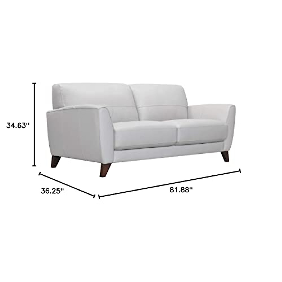 Armen Living Jedd Leather Sofa, Dove Grey