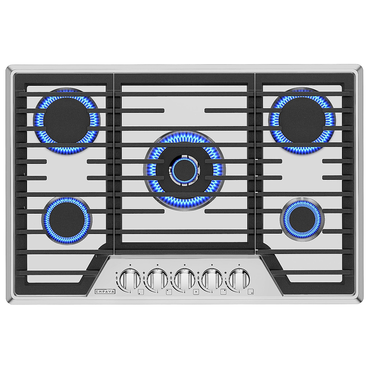 Empava 30 in. Built Cooktop in Stainless Steel with 5 Gas Stove Including A 18000 BTU Power Burner, 30IN, Silver