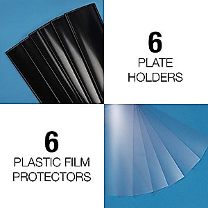 Set of 6 –Sturdy & Elegant Black Aluminum Wall Mount Name Plate Holder, Office Business Door Curved Sign Holder with Adhesive Tape, 8” X 3” - Plastic Film Included, Paper Inserts NOT Included