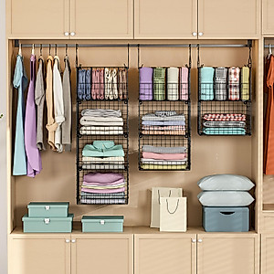 JKsmart 4-Shelf Modern Metal Closet Organizer with 3 Dividers for Storing Clothes, Boots, Towels, and More