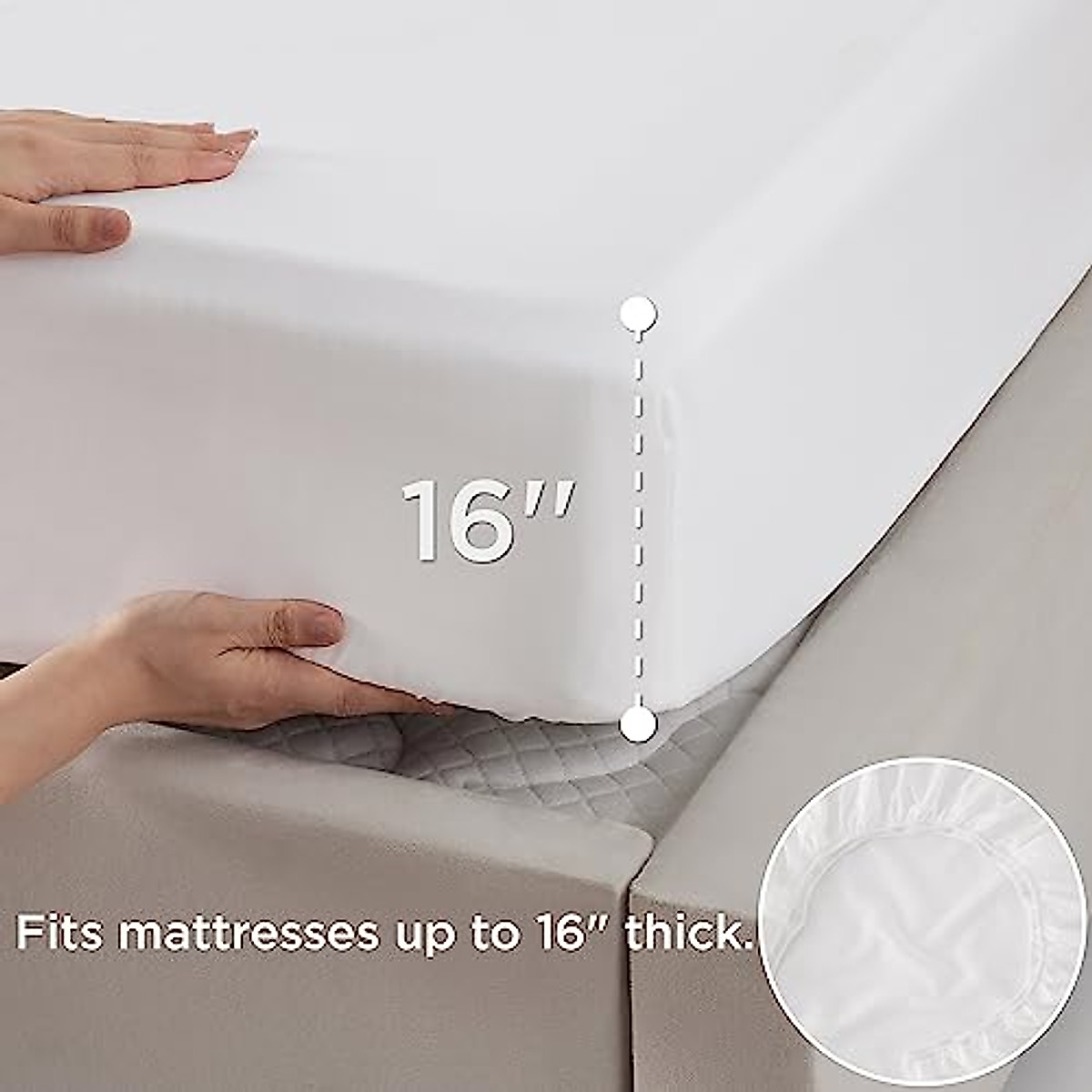 Bedsure Twin Sheets for Kids - Polyester & Rayon Derived from Bamboo Cooling Bed Sheets, Deep Pockets Fits up to 16", Breathable, Wrinkle Free and Soft Twin Sheet & Pillowcase Sets - White