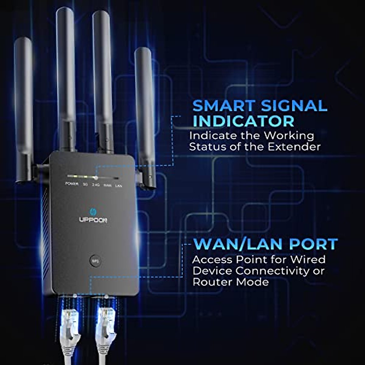 【2022 WiFi Extender】 WiFi Range Extender Signal Booster up to 8500sq.ft & 45 Devices, Internet Wi-Fi Booster and Signal Amplifier for Home, Long Range Wireless Repeater with Ethernet Port, Easy Setup