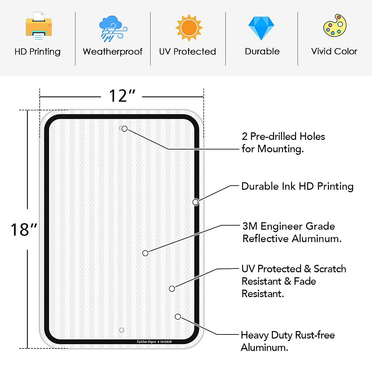 Faittoo Blank Write-On Metal Sign, 2-Pack 18 x 12 Inches Blank Metal Signs, Rust Free Aluminum, Engineer Grade Reflective Material, UV Protected, Weather/Fade Resistant, Easy to Install